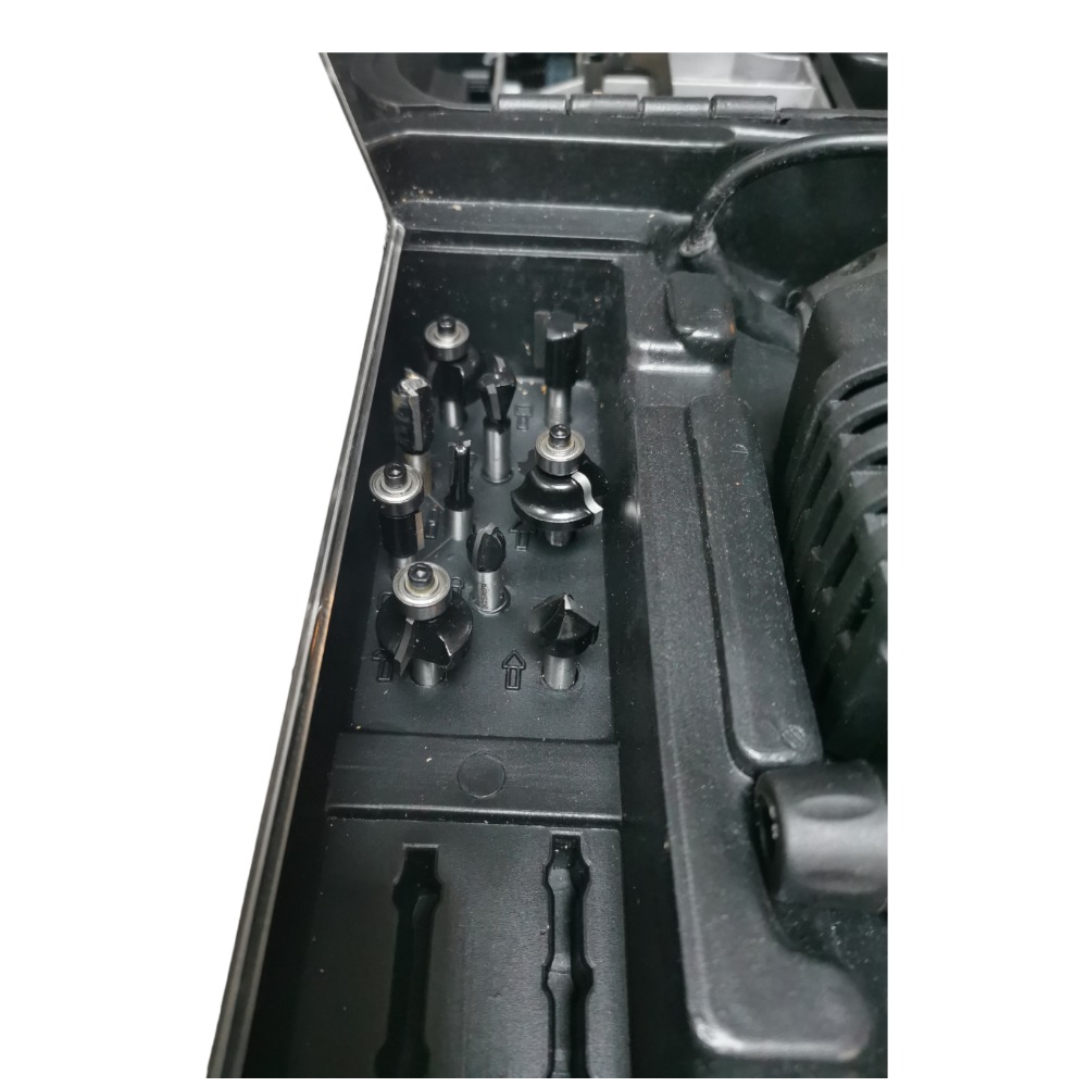 Pre-owned Parkside Router 1300 watts with 10pc HM router cutter set ...